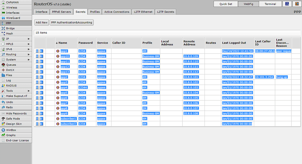 Export PPP secrets from Mikrotik - Mikrotik - Forum: ZIMA Cloud